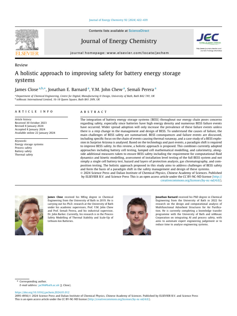 A Holistic Approach To Improving Safety For Battery Energy Storage