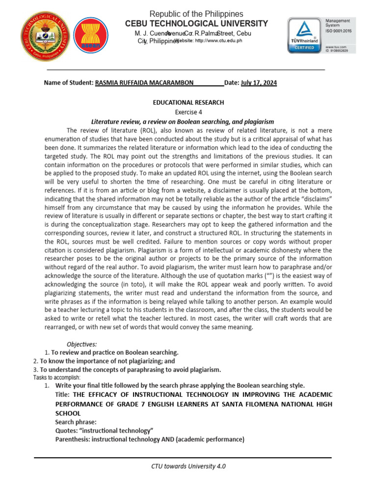 Exercise 4 - Macarambon, Rasmia Ruffaida | PDF | Plagiarism | Anemia