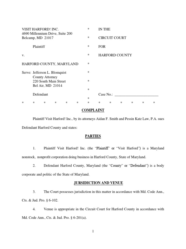 Visit Harford Files Complaint Against Harford County | PDF | Tourism ... Visit Harford Files Complaint Against Harford County | PDF | Tourism ...