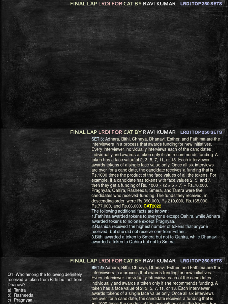 CAT LRDI Prep: Top 250 Sets | PDF
