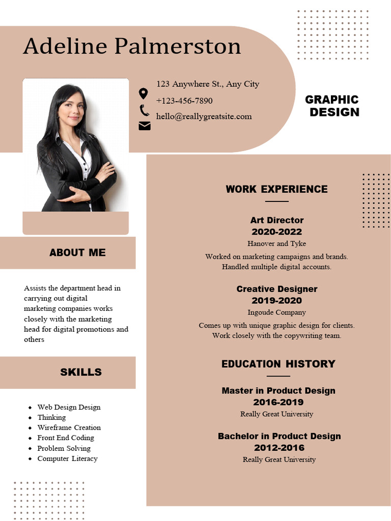 Beige Professional Graphic Design Resume | PDF