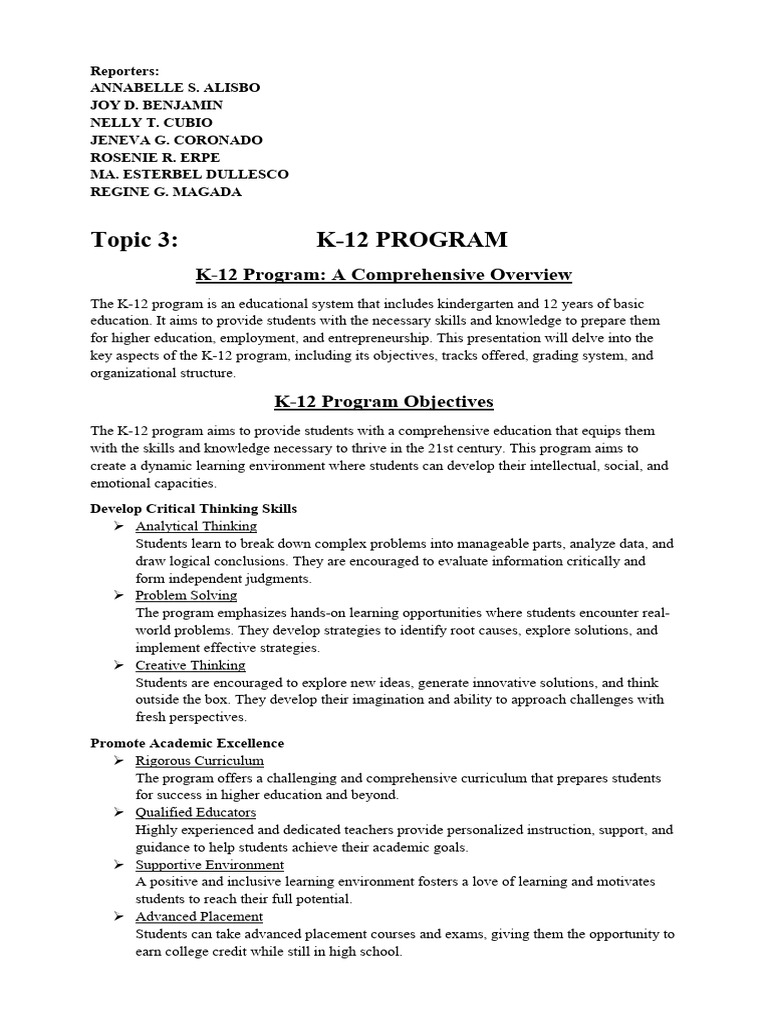 K 12 Program Lecture Notes | PDF | Teachers | Learning