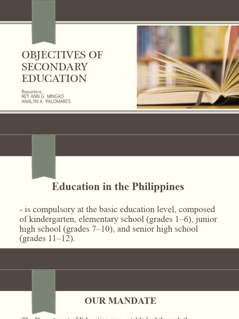 Ma Emm 505 Introduction Objectives of Secondary Education | PDF | Schools | Middle Schools