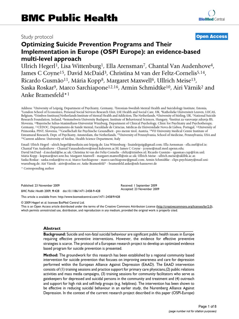 OSPI Protocol | PDF | Suicide | Mental Disorder