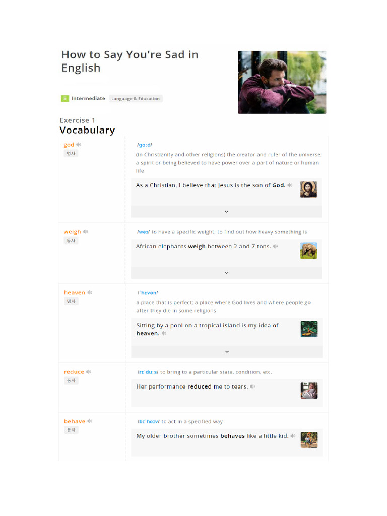 How To Say You're Sad in English | PDF