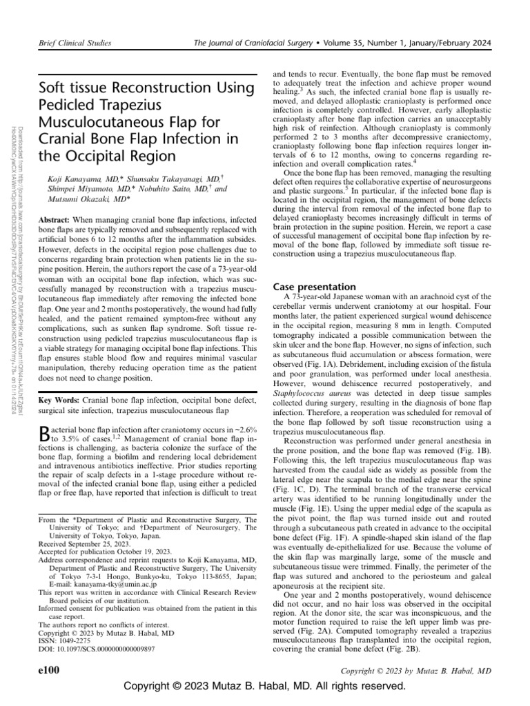 Soft Tissue Reconstruction Pedicled Trapezius JCS2023 | PDF | Surgery ...