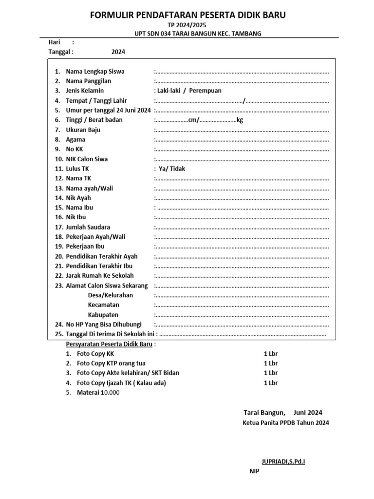 Formulir Pendaftaran Peserta Didik Baru 2023 | PDF Formulir Pendaftaran Peserta Didik Baru 2023 | PDF