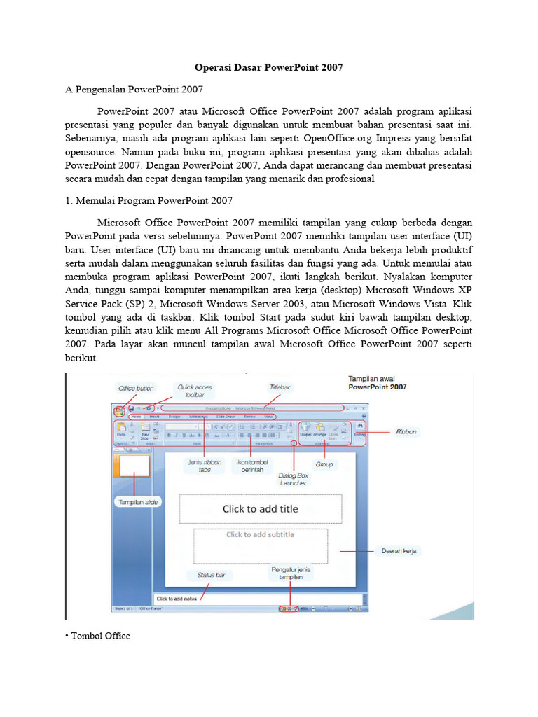 Operasi Dasar PowerPoint 2007 | PDF | Karier & Perkembangan | Seni