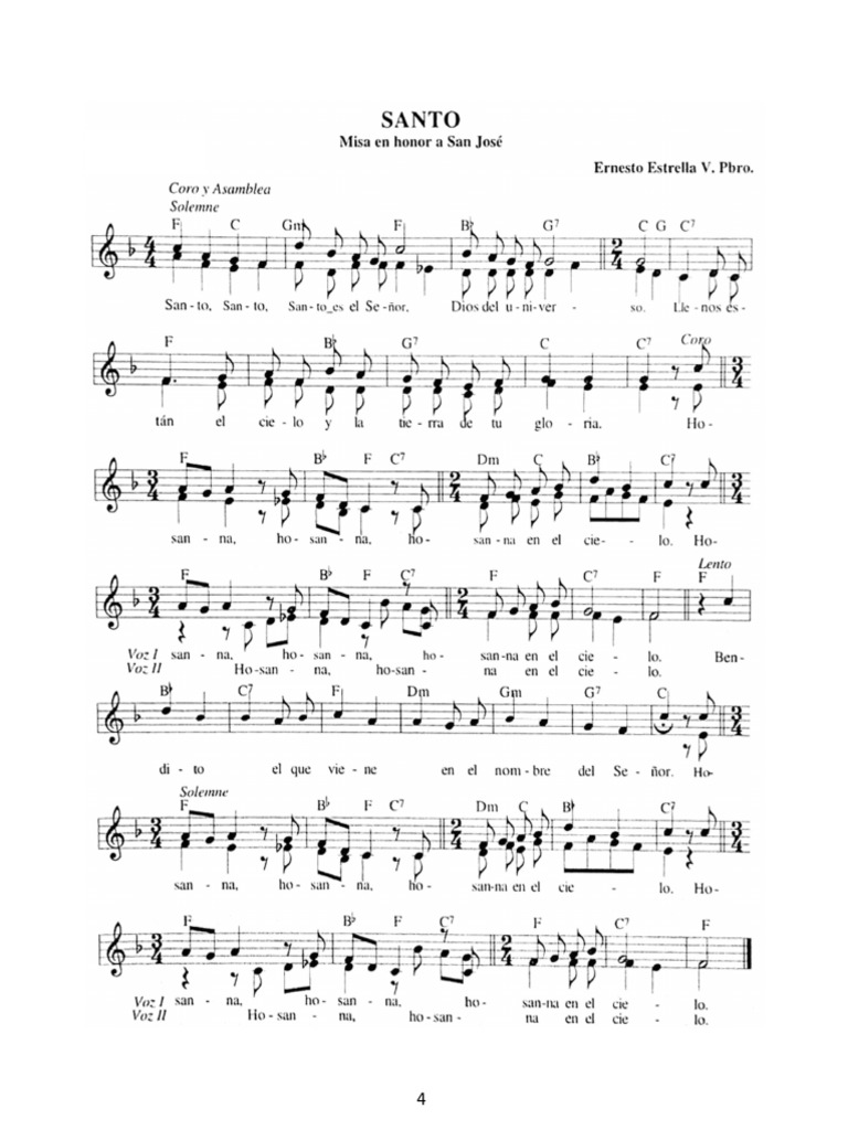 Santo - Misa en Honor A San José - Ernesto Estrella Vaca, Pbro. | PDF