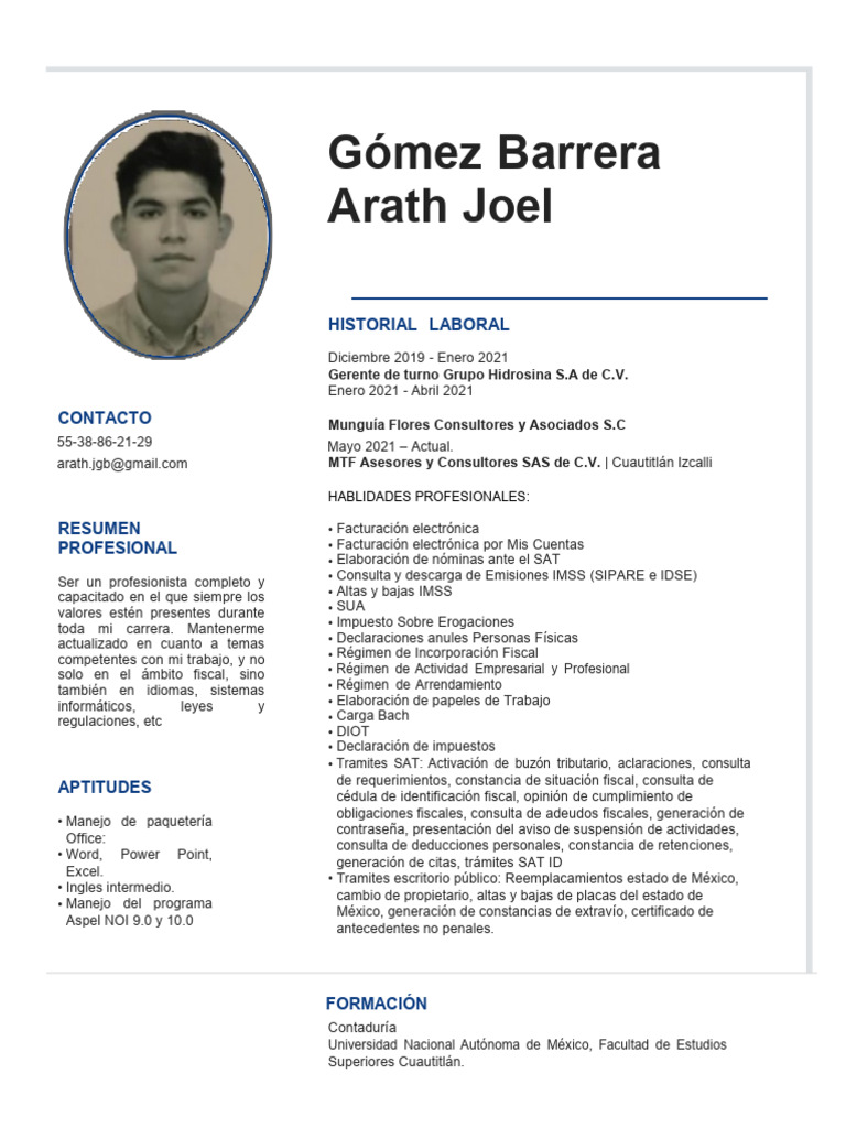 CV Arath Gómez Barera | PDF | Negocios | Finanzas y dinero
