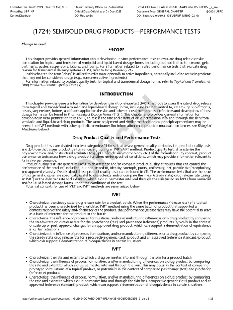 USP Semisolid Testing Guidelines | PDF | Topical Medication ...