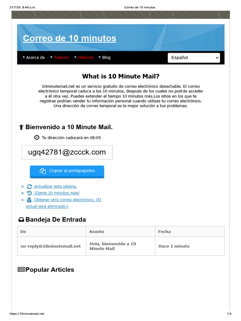 Correo de 10 Minutos | PDF