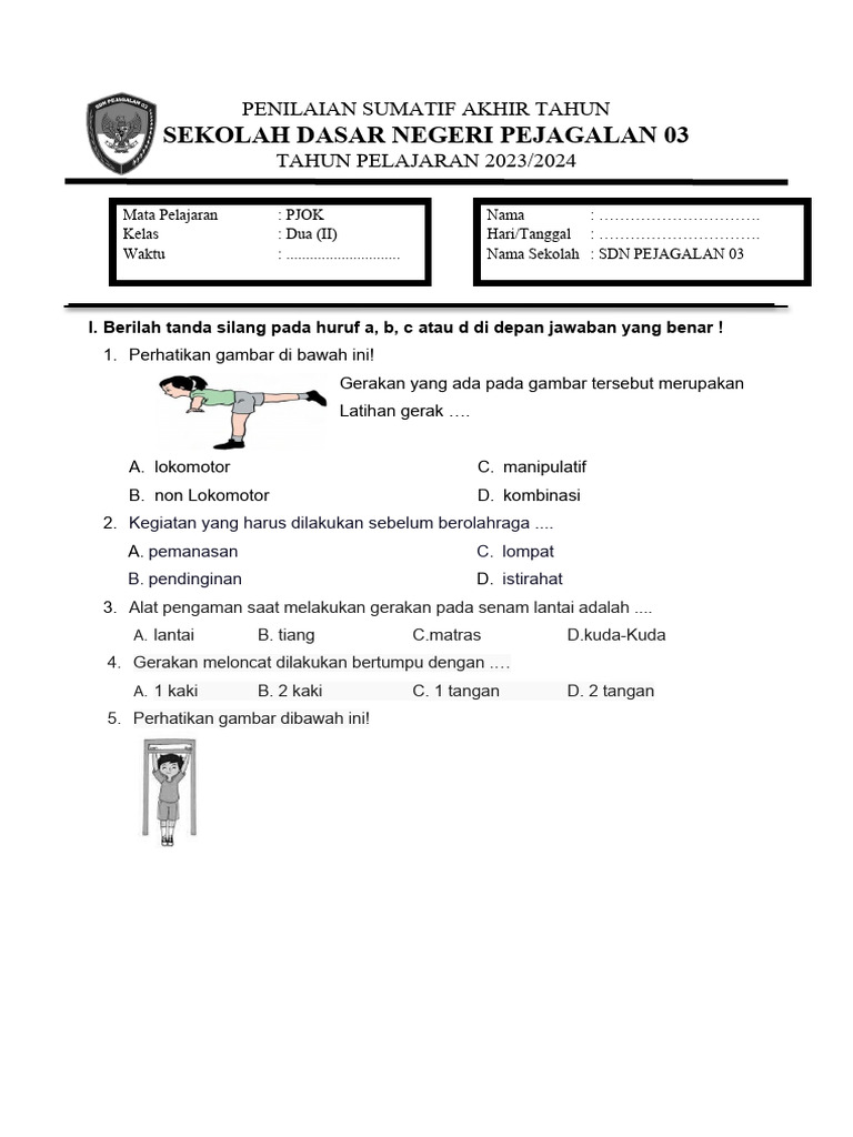 Soal PAT PJOK Kelas 2 Semester 2 | PDF
