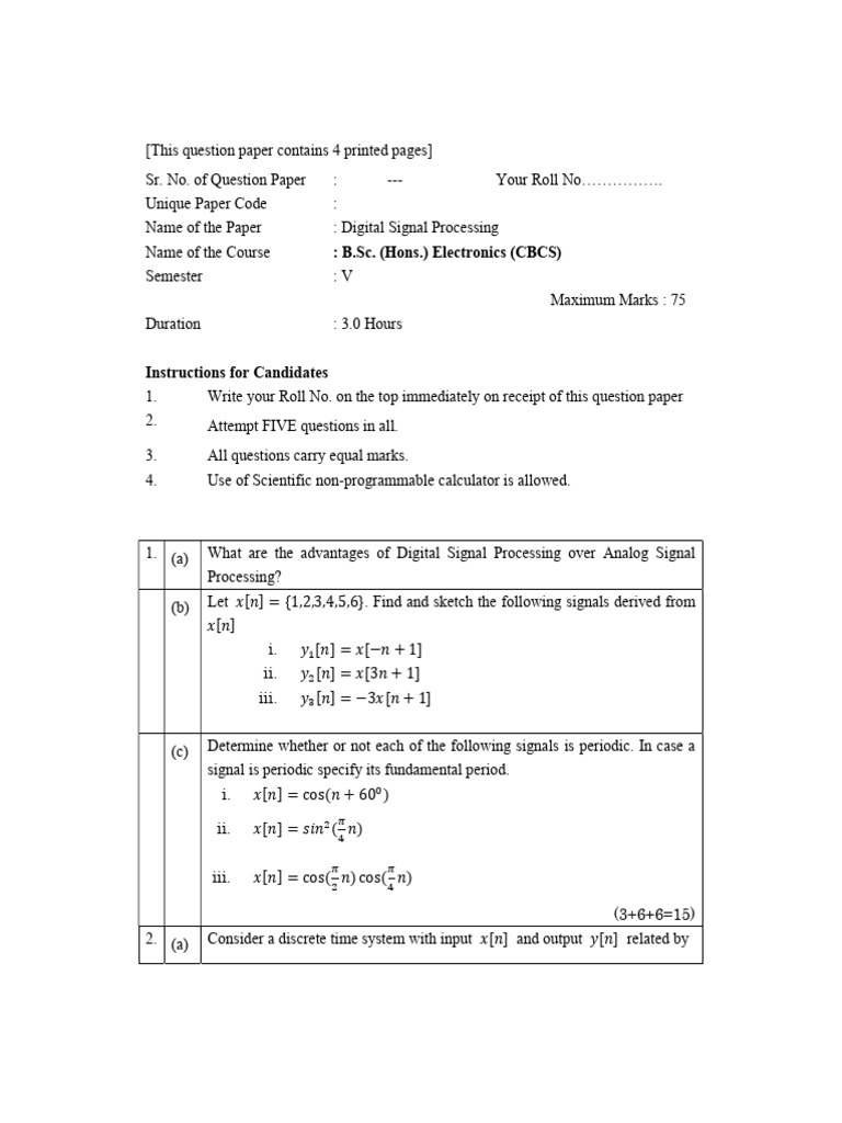 2022 Set B PYQ Paper - Digital Signal Processing PYQ Paper For Sem V Uploaded by Navdeep Raghav ...