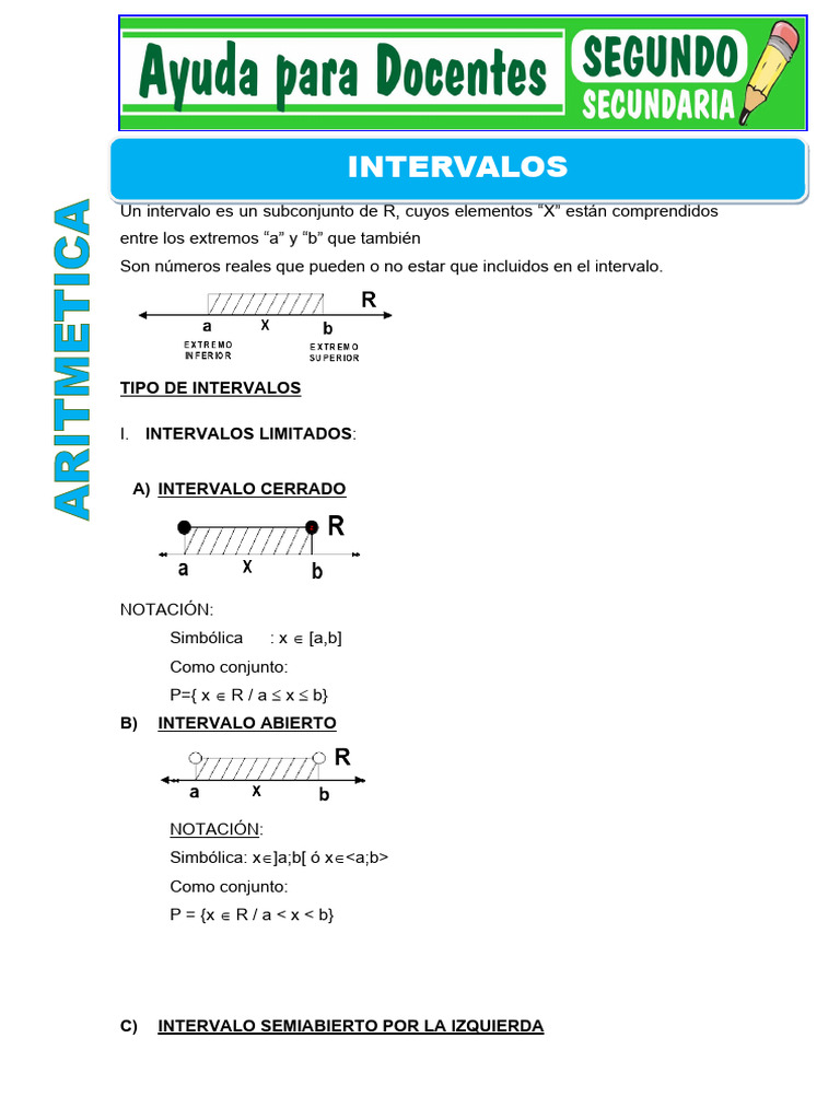 Intervalos para Segundo de Secundaria | PDF | Intervalo (Matemáticas) | Conjunto (Matemáticas)