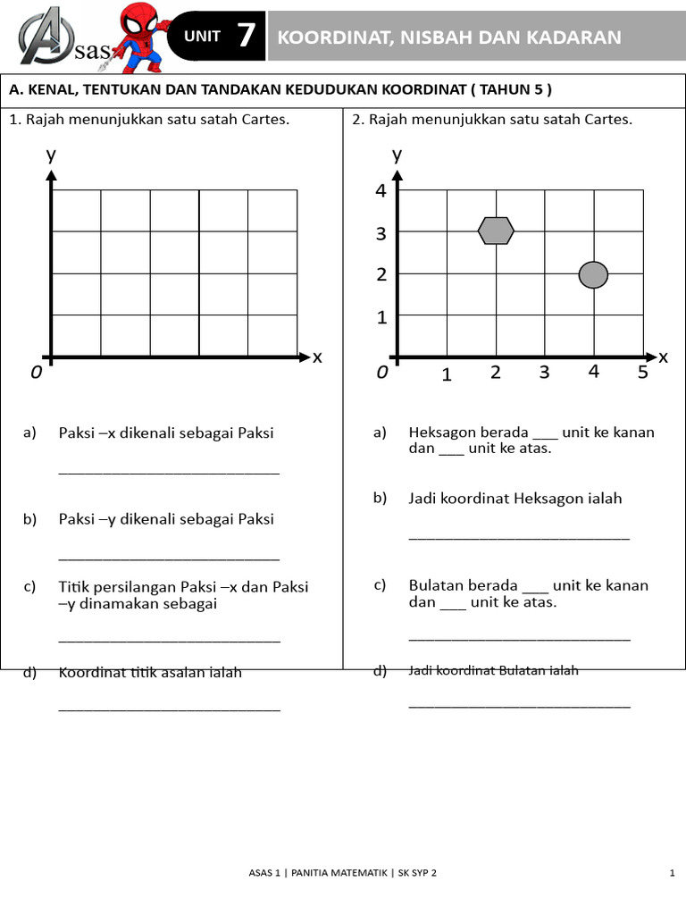 Asas 1 2024 Unit 7 Koordinat, Nisbah Dan Kadaran | PDF