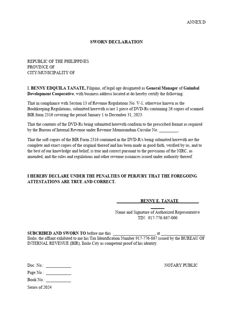 Annex D - Transmital Letter | PDF