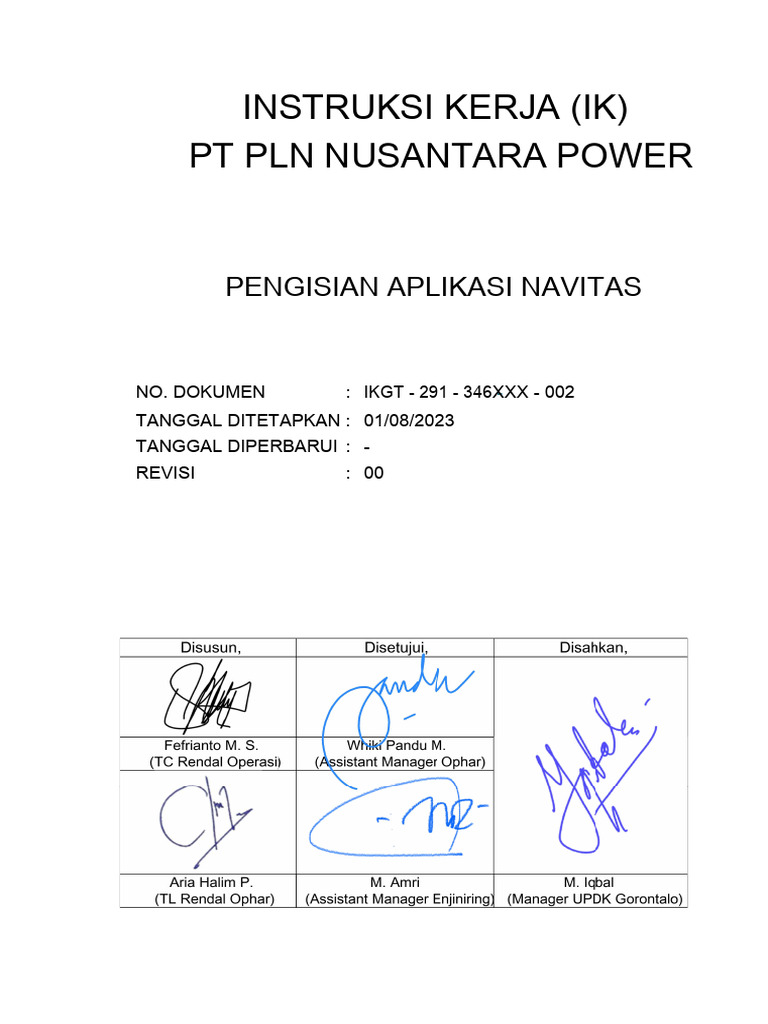 IKGT-291-346-XXX-002 Pengisian Aplikasi Navitas | PDF