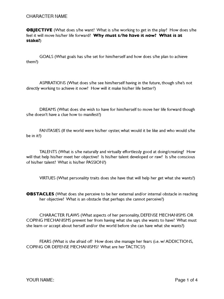 Character Bone Structure Blank | PDF | Shame | Psychology