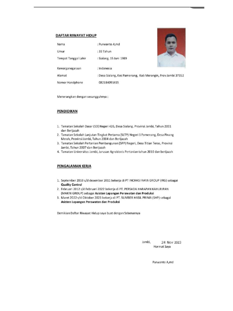 CV Purwanto | PDF