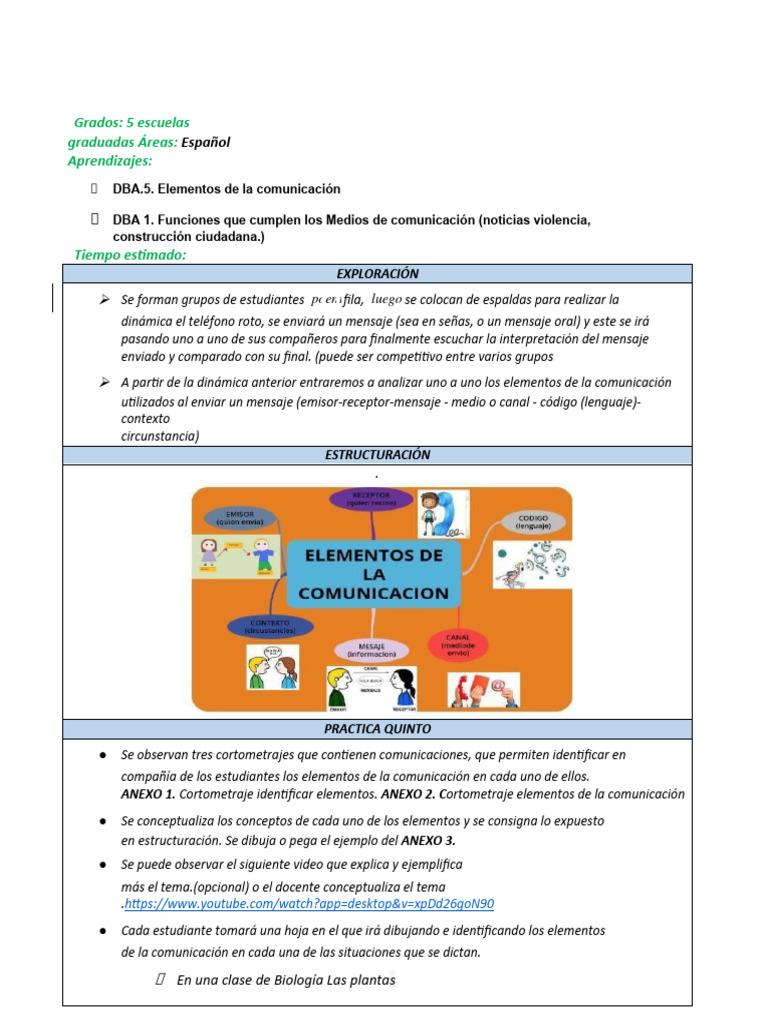 Plan Aula Español 5º PIII | PDF | Oración (Lingüística) | Verbo