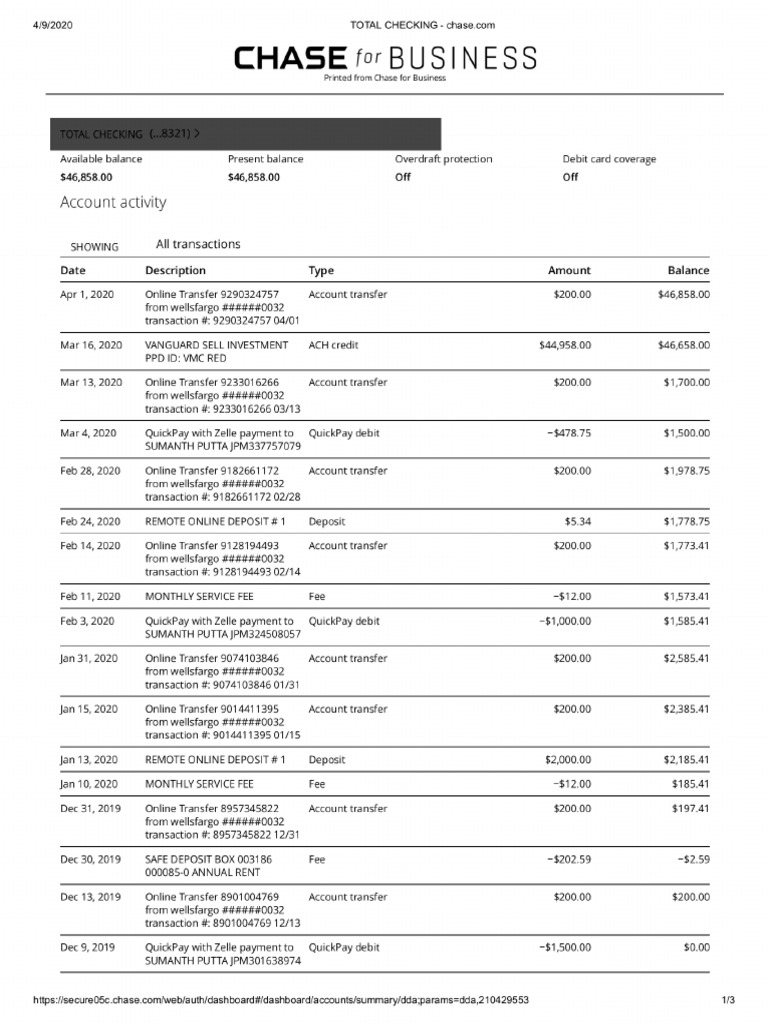 Assets - Bank Statement #1 - CoBorrower | PDF