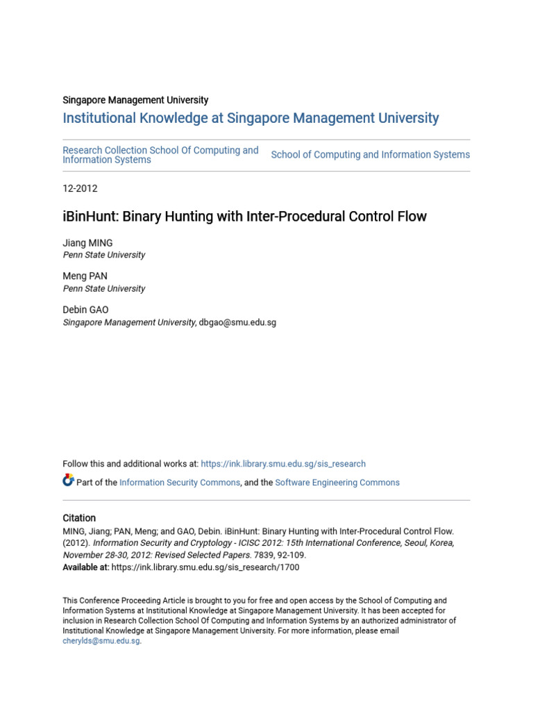 IBinHunt - Binary Hunting With Inter-Procedural Control Flow | PDF ... IBinHunt - Binary Hunting With Inter-Procedural Control Flow | PDF ...