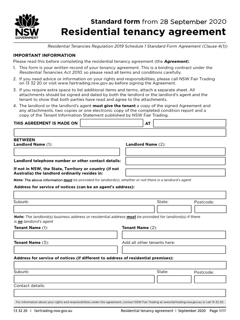NSW Residential Tenancy Agreement Guide | PDF | Leasehold Estate | Landlord