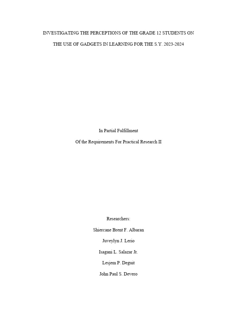 Investigating The Perceptions of The Grade 12 Students On The Use of ...