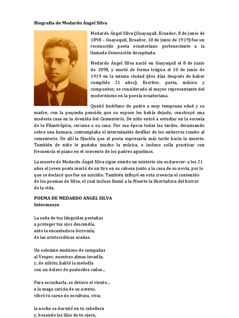 Biografía de Medardo Ángel Silva | Personas | Poesía