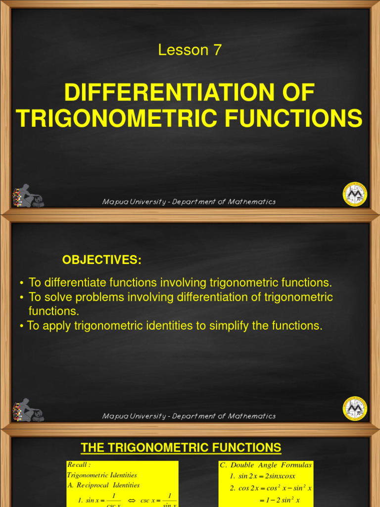 Lesson 7 Differentiation of Trigonometric Functions | PDF ...