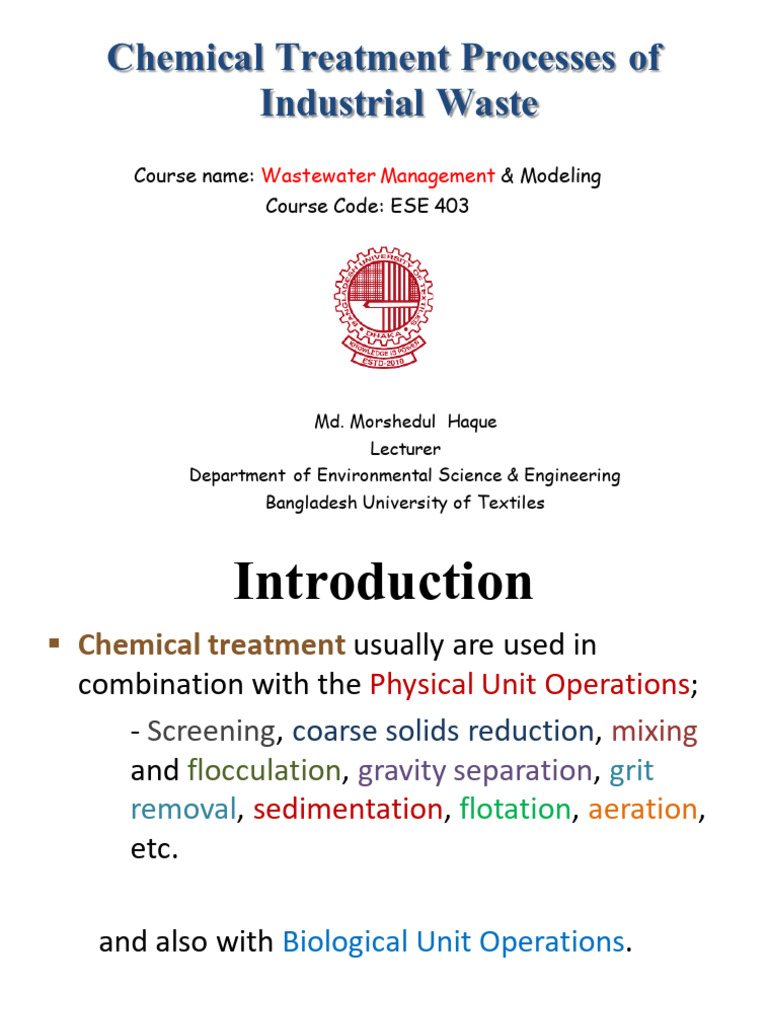 Chemical Treatment Process of Textile Waste | PDF | Calcium | Hydroxide