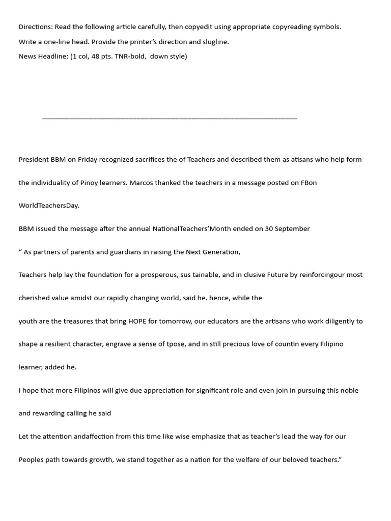 Copyreading Exercises | PDF