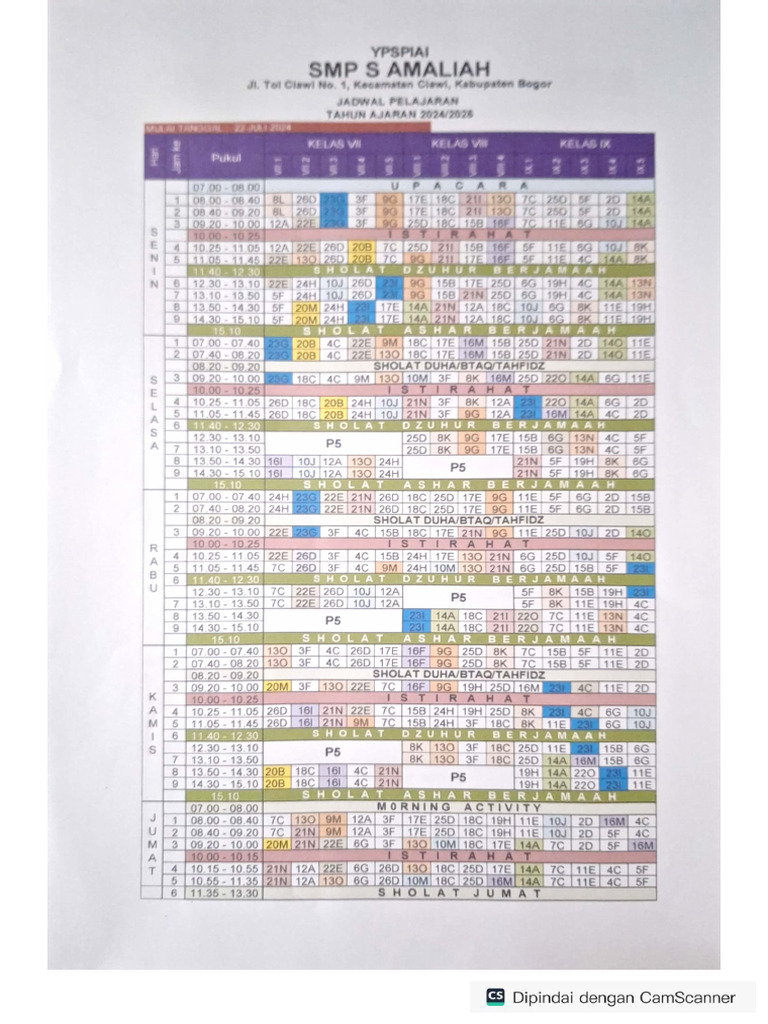 Jadwal Pelajaran Ta 24.25 Fix | PDF