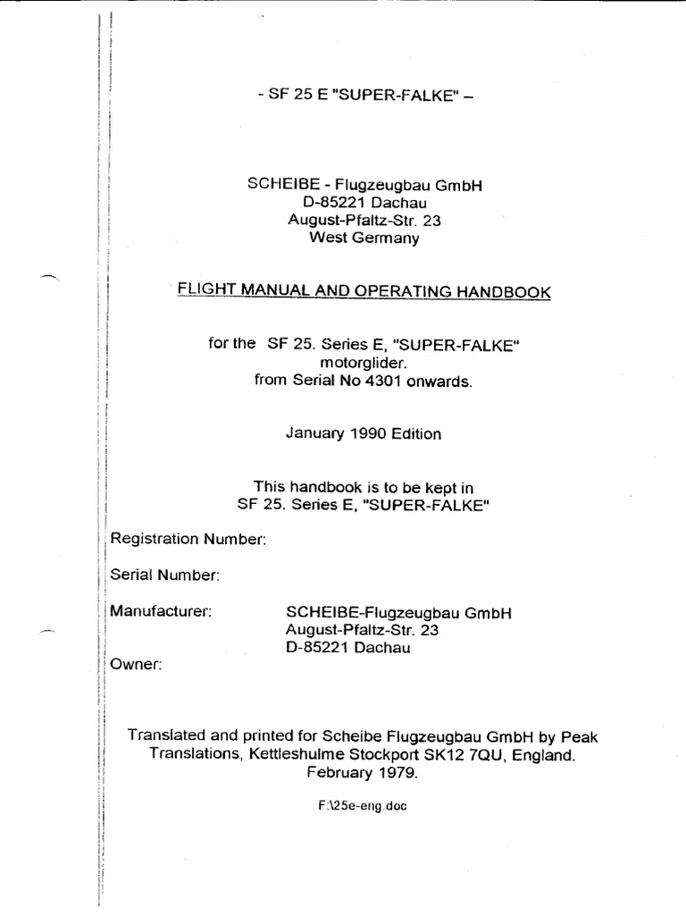 Flight Manual Sf25e | PDF
