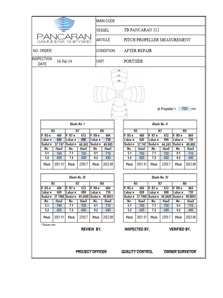 Pitch Propeller Report After Repair | PDF | Marine Propulsion ...
