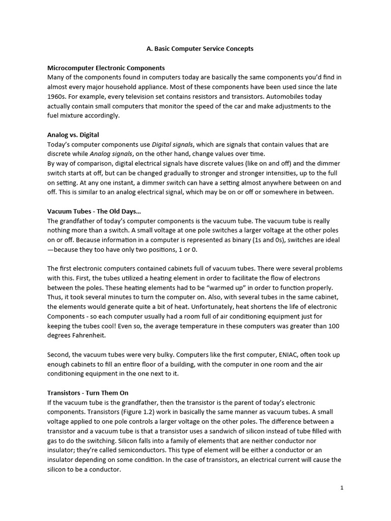 A. Basic Computer Service Concepts | PDF | Resistor | Integrated Circuit