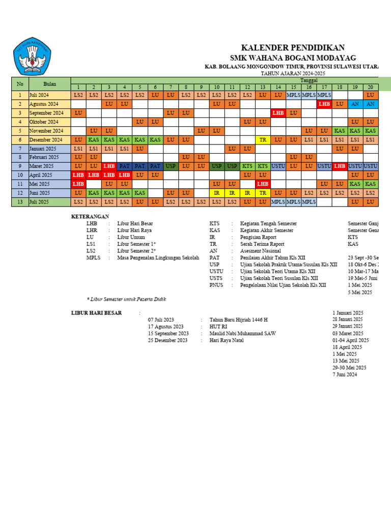 Kalender Pendidikan SMK 2024-2025 | PDF