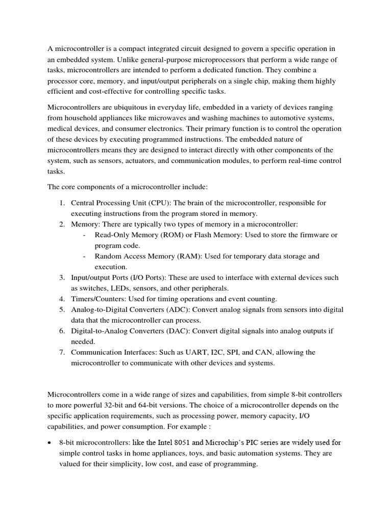 About Microcontrollers | PDF | Microcontroller | Embedded System