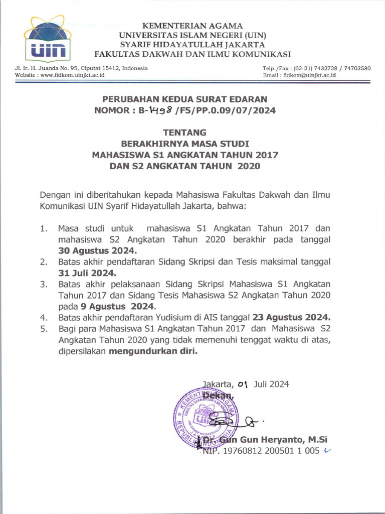 Edaran Masa Studi S1 Dan S2 | PDF