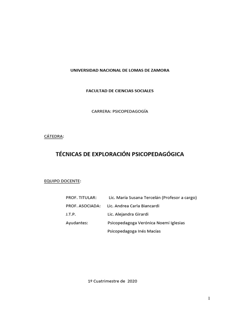 20 - Técnicas de Exploración Psic | PDF | Maestros | Evaluación