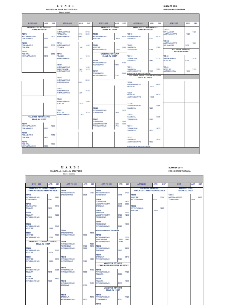 Info Horaire s18 1dht - TZ - Semaine | PDF | Civil Aircraft | Aircraft