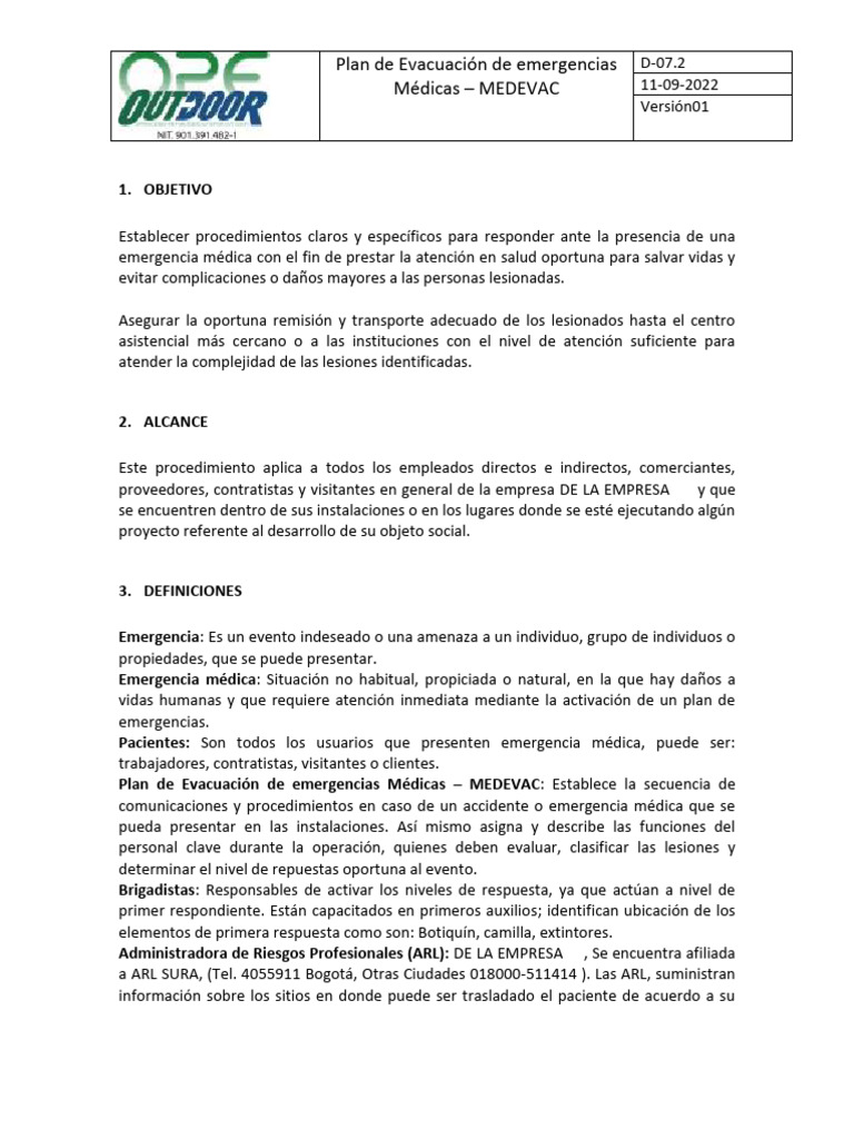 Plan MEDEVAC 2022 | PDF | Primeros auxilios | Hospital