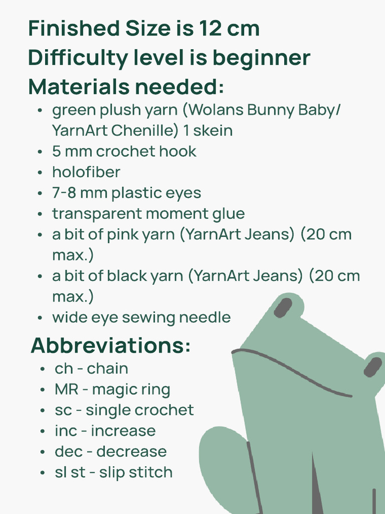 Crochet Plush Frog Pattern Guide | PDF