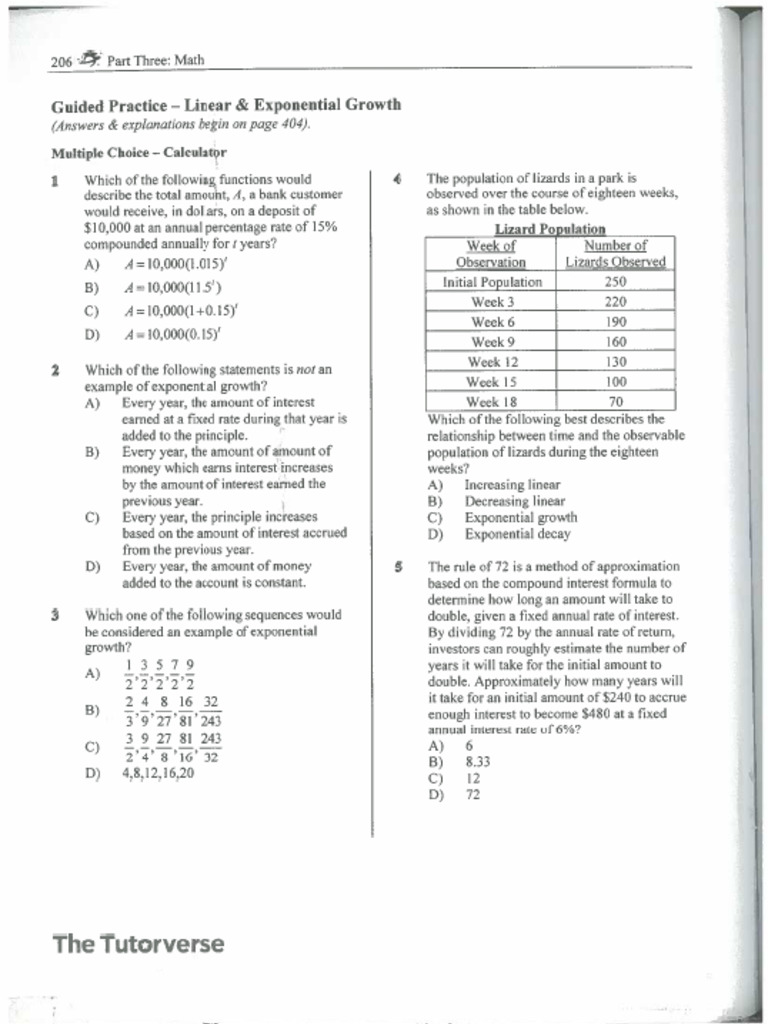 Linear and Exponential Growth | PDF