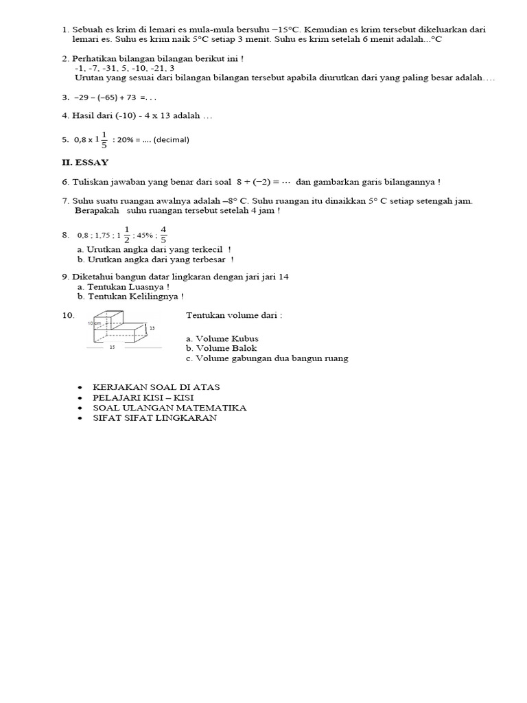 Latihan MTK Pas | PDF
