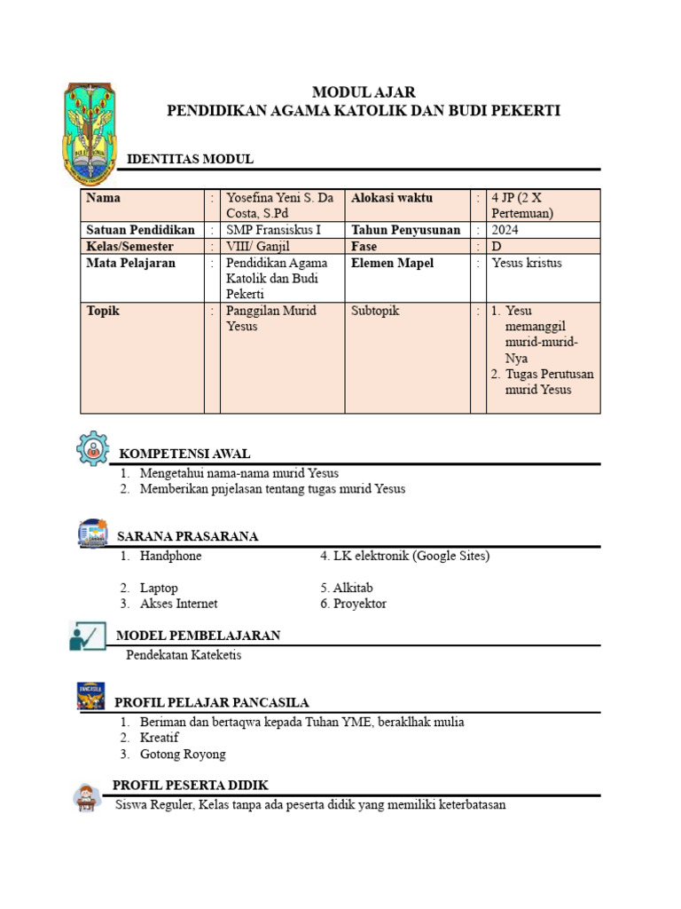 Modul Ajar Pak Kelas 8 Bab Ii | PDF