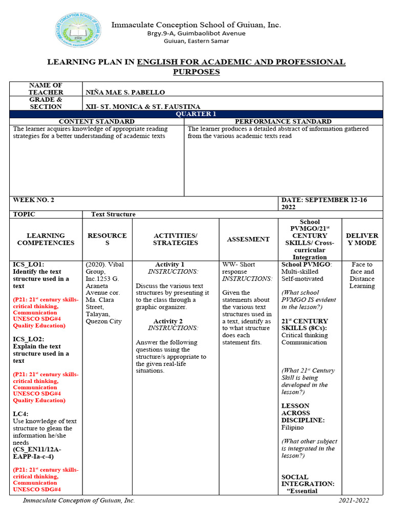Week 2 LP in Eapp | PDF | Learning | Critical Thinking