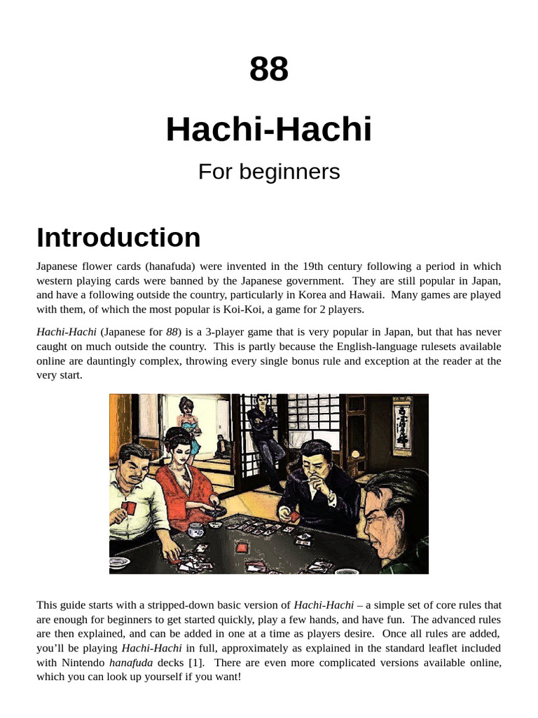 Hachi-Hachi For Beginners | PDF | Playing Cards | Games Of Mental Skill