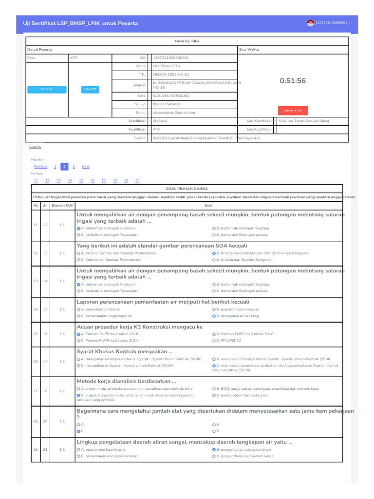 Uji Sertifikat LSP - BNSP - LPJK Untuk Peserta 2 | PDF